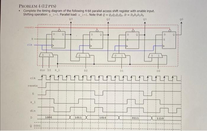 Solved PROBLEM 4 (12 PTS) - Complete the timing diagram of | Chegg.com
