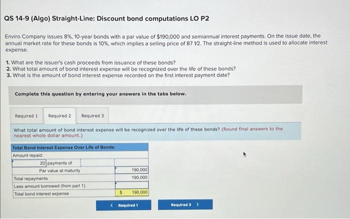 Solved QS 14-9 (Algo) Straight-Line: Discount bond | Chegg.com