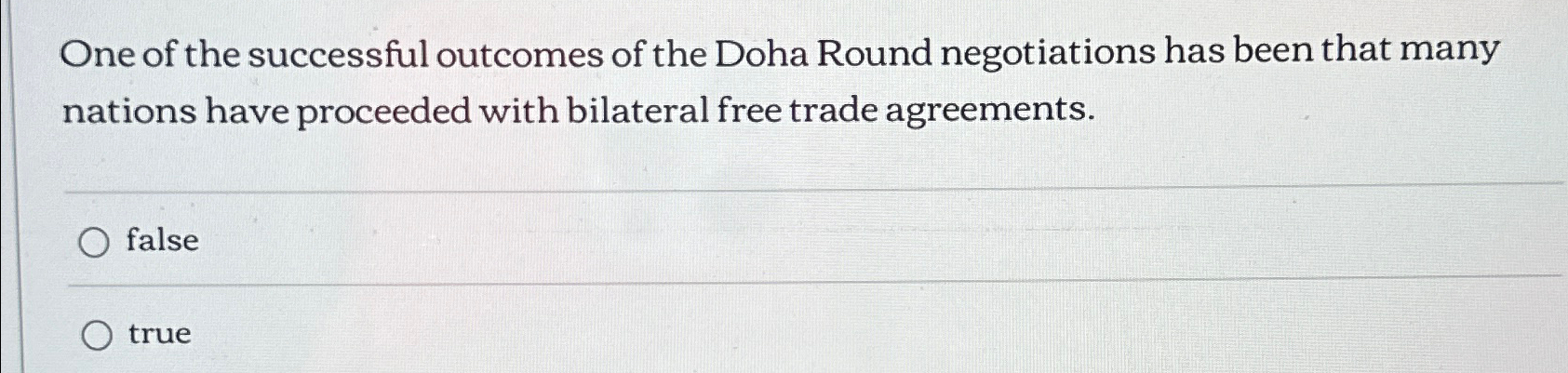 Solved One of the successful outcomes of the Doha Round | Chegg.com
