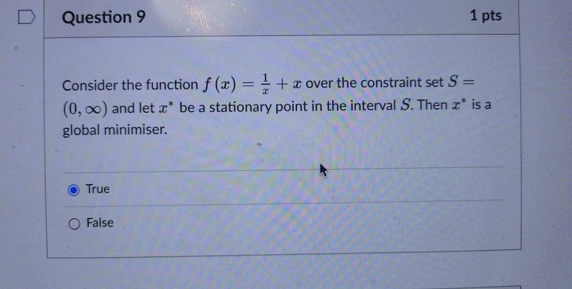 Solved Consider the function f(x)=x1+x over the constraint | Chegg.com