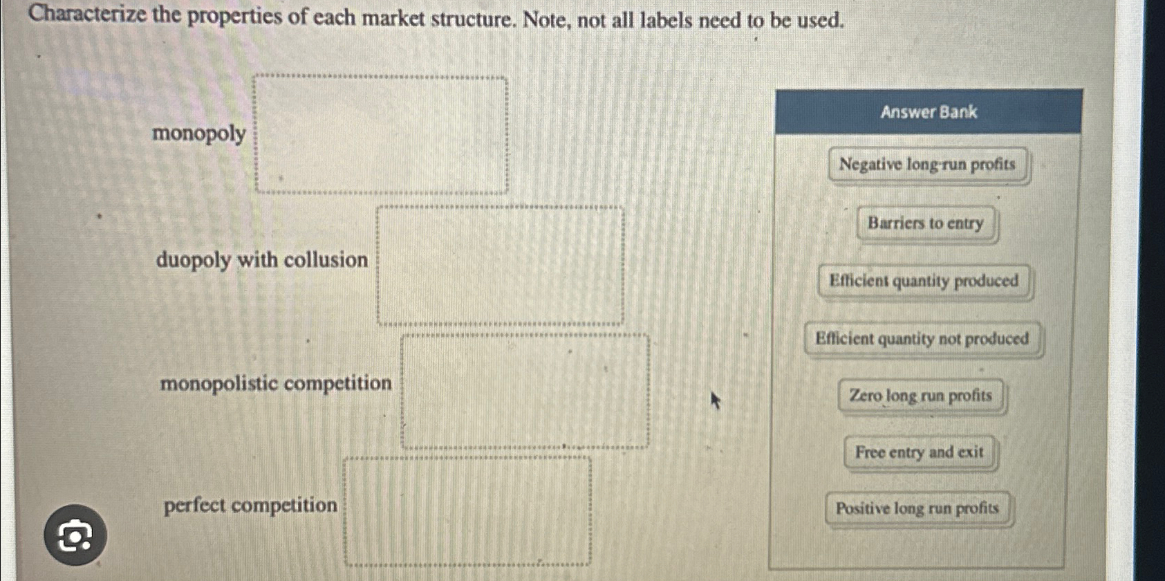 Solved Characterize the properties of each market structure. | Chegg.com