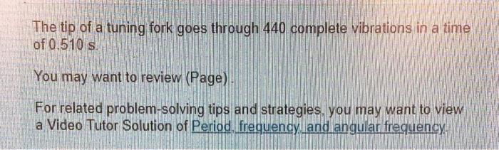 Solved The tip of a tuning fork goes through 440 complete | Chegg.com