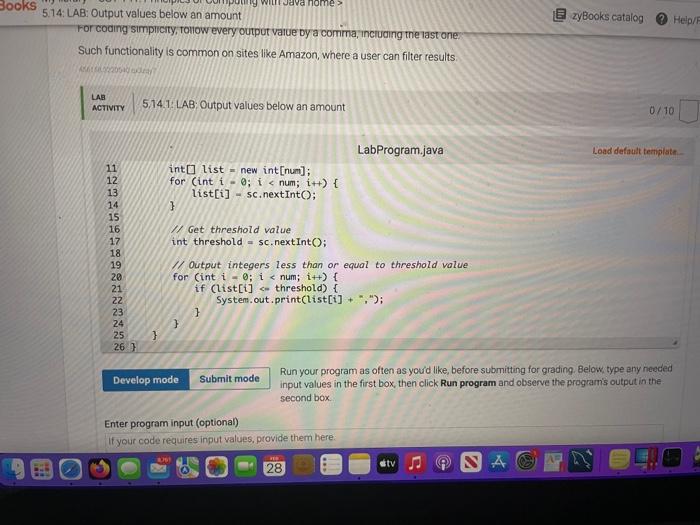 Solved ACriviry 5.14.1:∠AB: Output values below an amount | Chegg.com