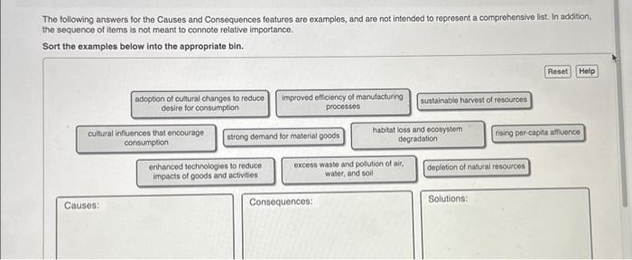 Solved The following answers for the Causes and Consequences | Chegg.com