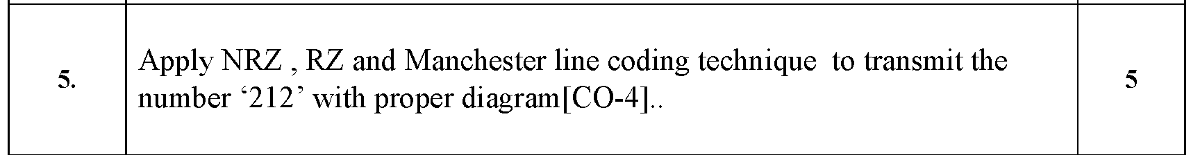 Solved 5. Apply NRZ, RZ and Manchester line coding technique | Chegg.com