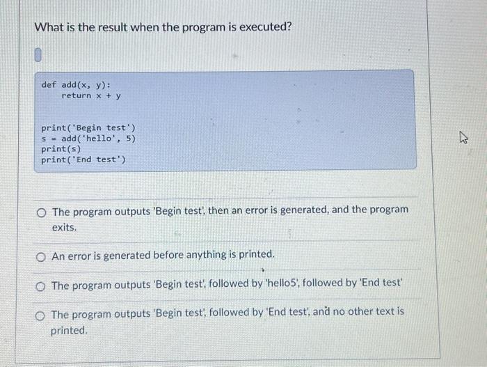 What is the result when the program is executed? def | Chegg.com