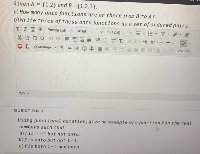 Solved QUESTION 1 Given A = {1,2} and B = {1,2,3}. a) How | Chegg.com
