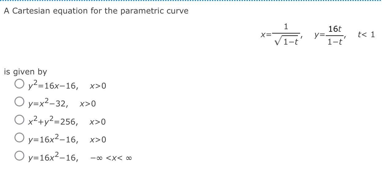 Solved A Cartesian equation for the parametric | Chegg.com