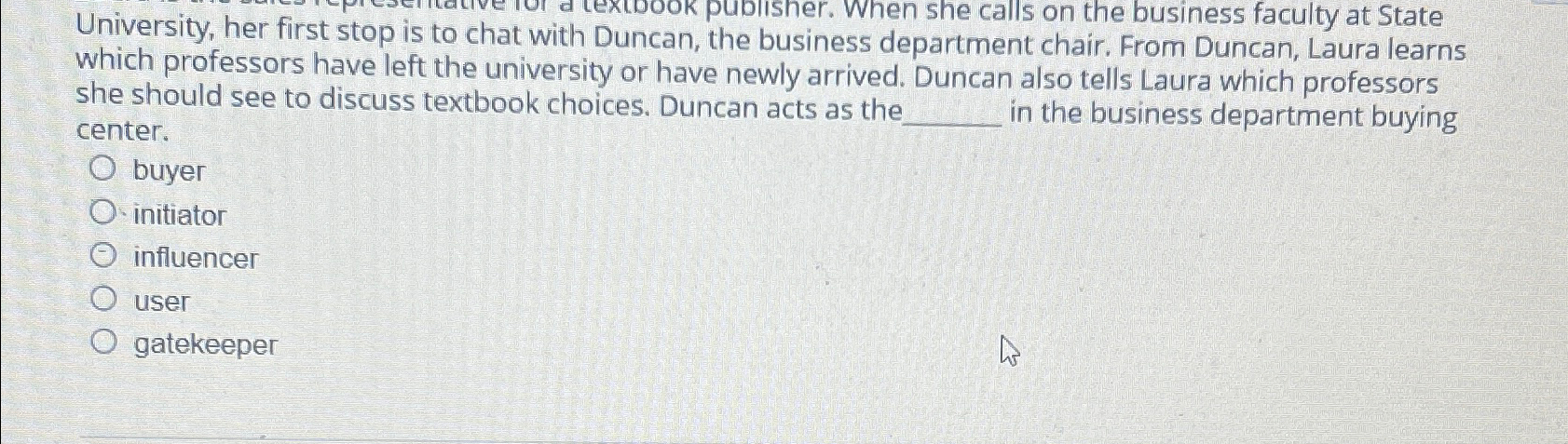 Solved University, her first stop is to chat with Duncan, | Chegg.com