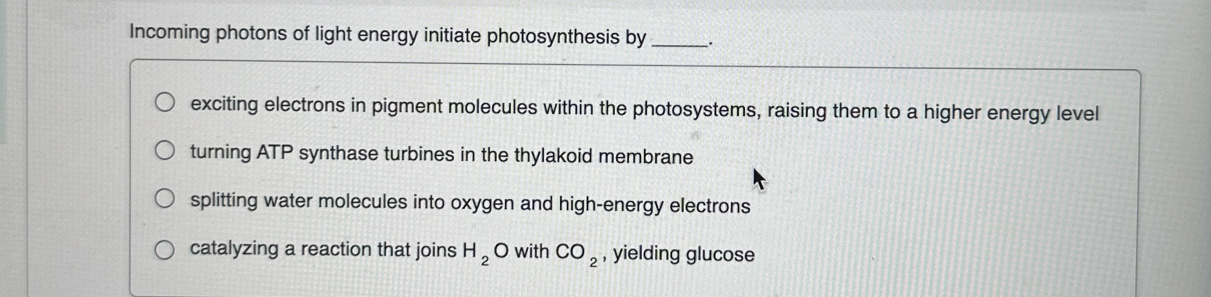 Solved Incoming photons of light energy initiate | Chegg.com