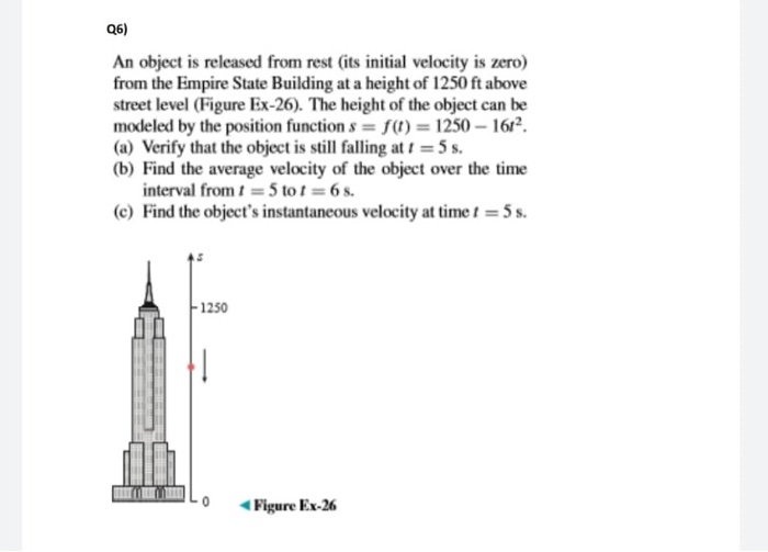 Solved 06 An Object Is Released From Rest Its Initial