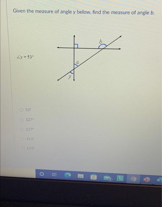 Solved Given the measure of angle y below, find the measure | Chegg.com