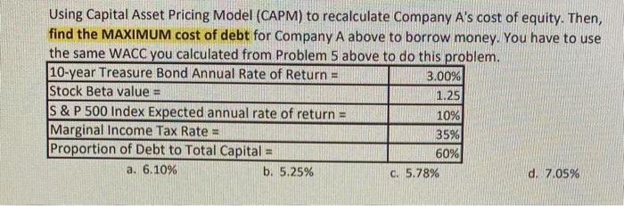 Solved Using Capital Asset Pricing Model (CAPM) to | Chegg.com