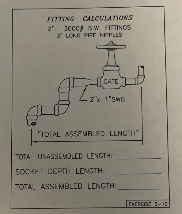 Solved FITTING CALCULATIONS 2"- 3000# S.W. FITTINGS 3" LONG | Chegg.com