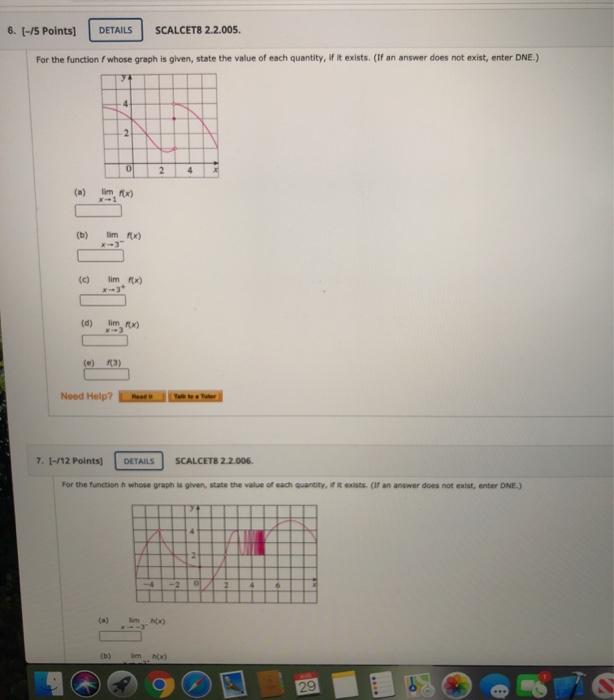Solved 6. [=/5 Points) DETAILS SCALCET8 2.2.005, For the | Chegg.com