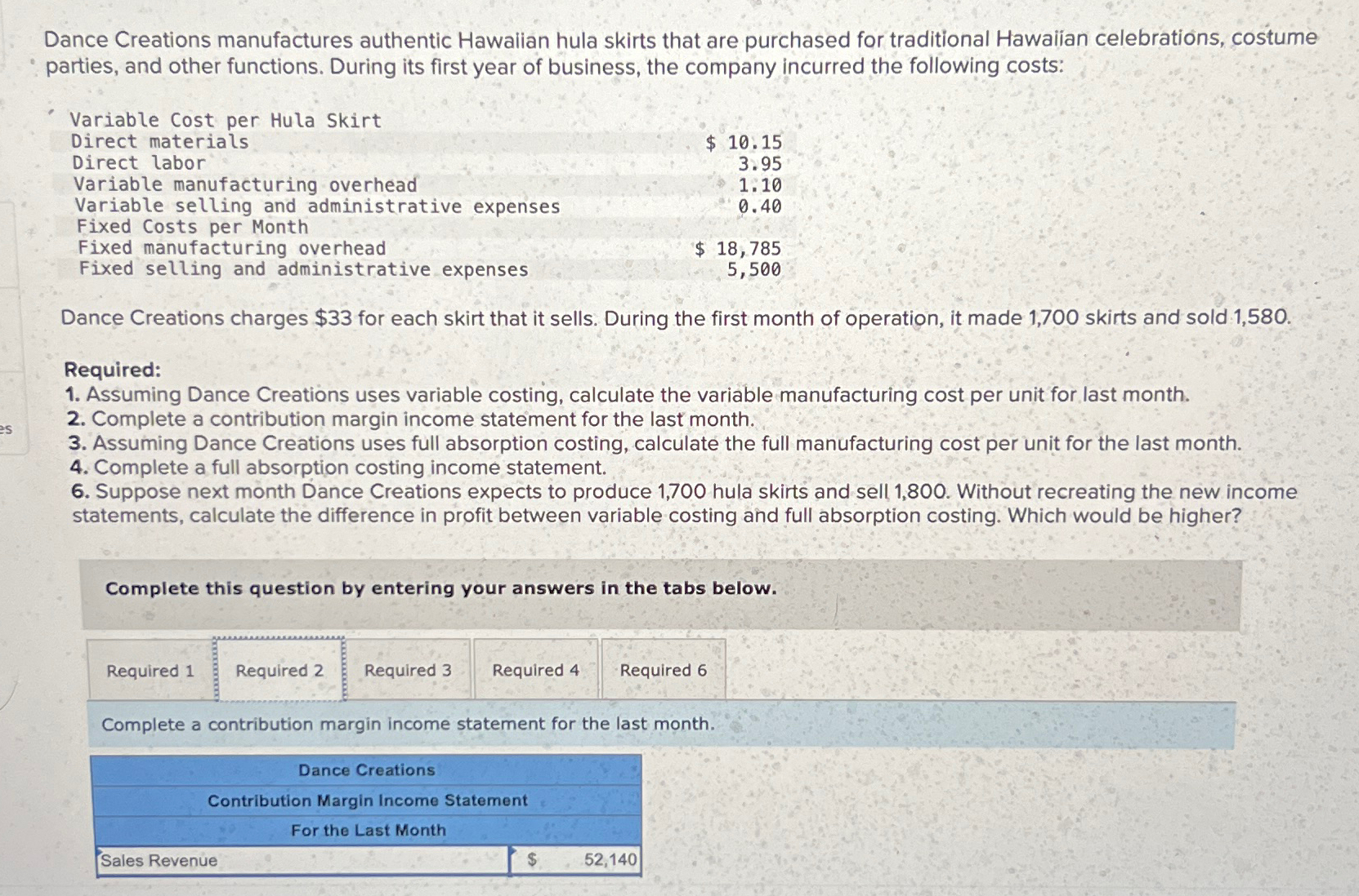 Solved Dance Creations manufactures authentic Hawaiian hula | Chegg.com