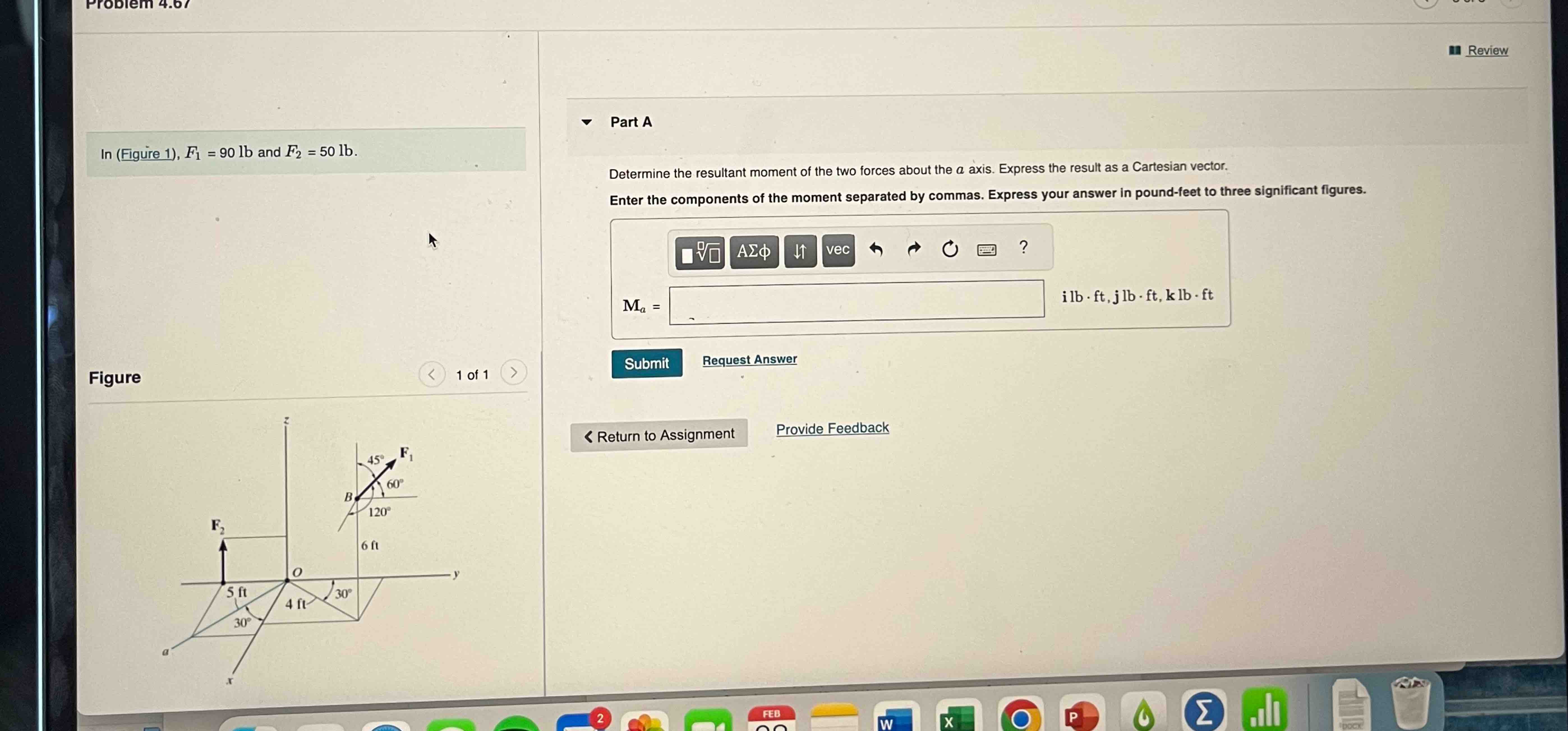 Solved Part AIn (Figüre 1), F1=90lb ﻿and F2=50lb.Determine | Chegg.com