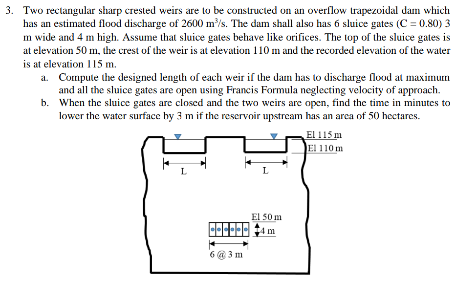 Two rectangular sharp crested weirs are to be | Chegg.com