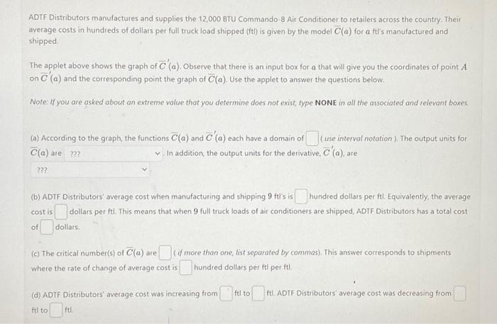 Solved ADTF Distributors manufactures, and supplies the | Chegg.com