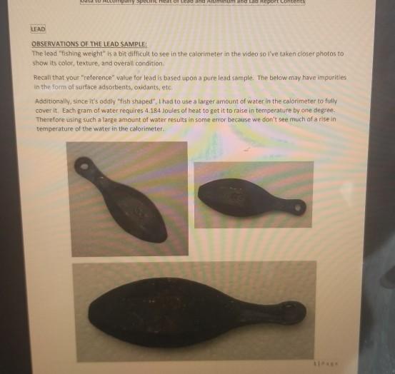 Solved My COM LEAD OBSERVATIONS OF THE LEAD SAMPLE The lead | Chegg.com