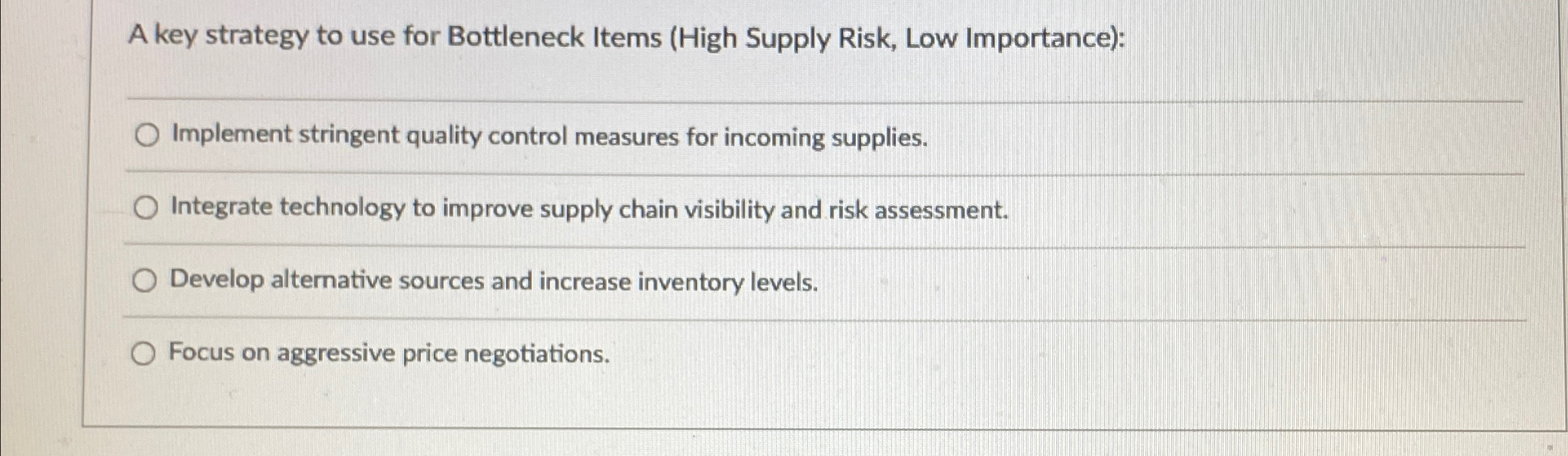 Solved A key strategy to use for Bottleneck Items (High | Chegg.com
