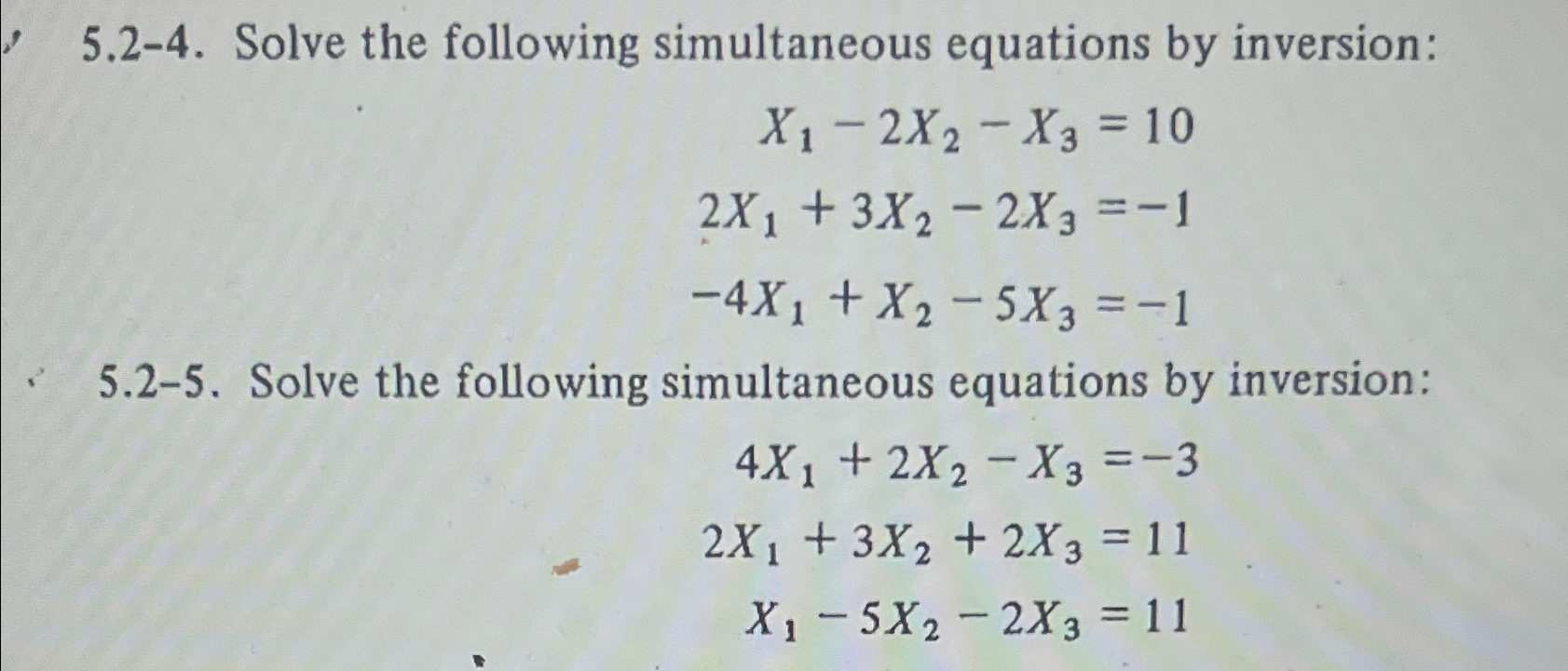Solved 5.2-4. ﻿Solve the following simultaneous equations by | Chegg.com