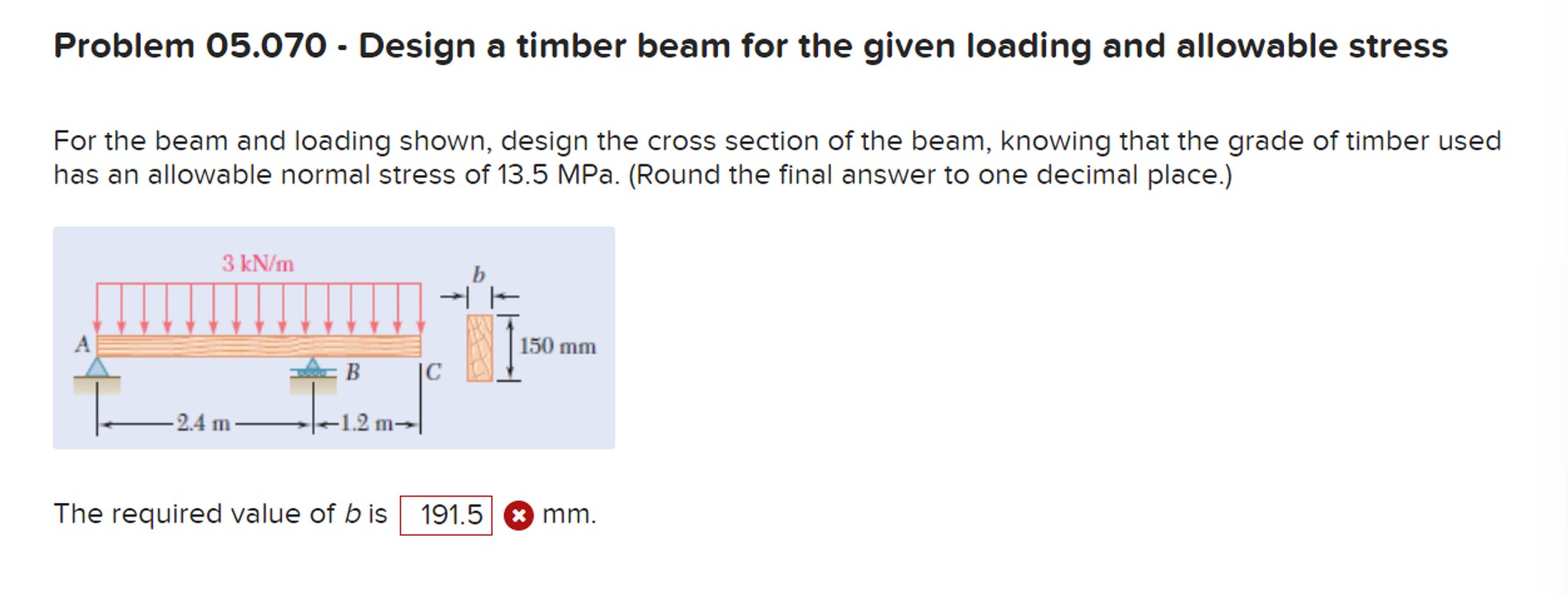Solved Problem 05.070 - ﻿Design a timber beam for the given | Chegg.com