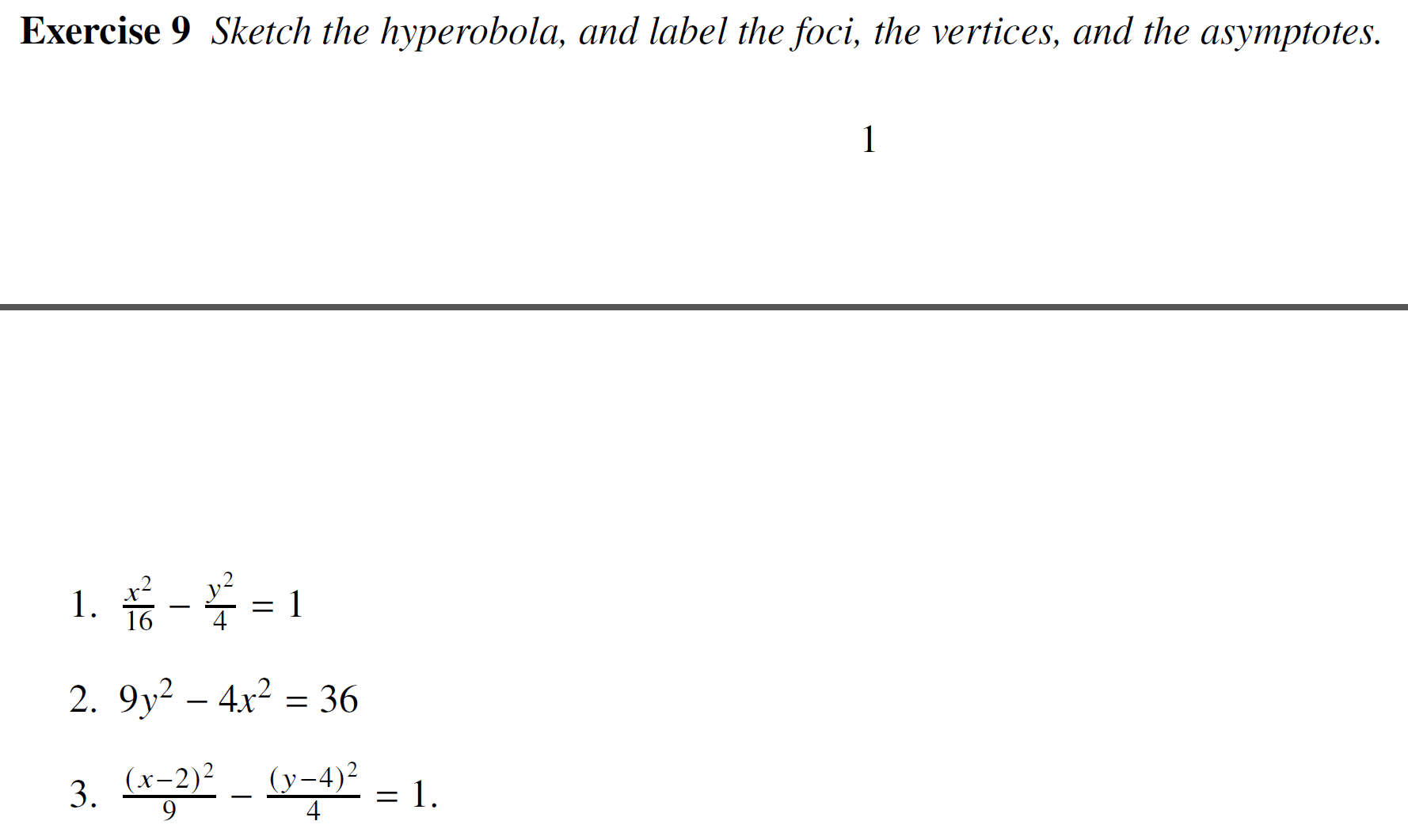 Solved Exercise 9 ﻿Sketch the hyperobola, and label the | Chegg.com