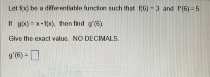 Solved Left f(x) be a differentiable function such rhat | Chegg.com