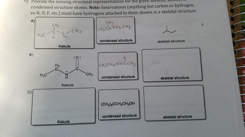 Solved 9) Provide the missing structural representations for | Chegg.com