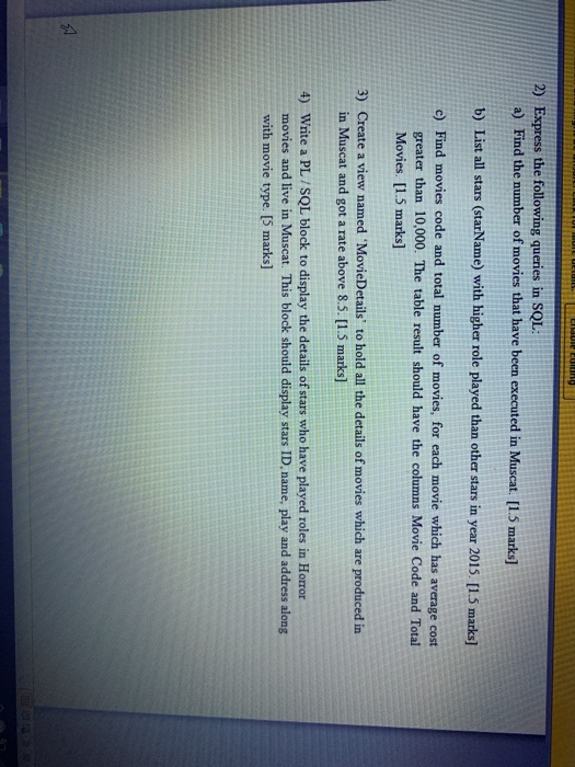 Solved Exercise 1: [5 marks] Given the following relational | Chegg.com