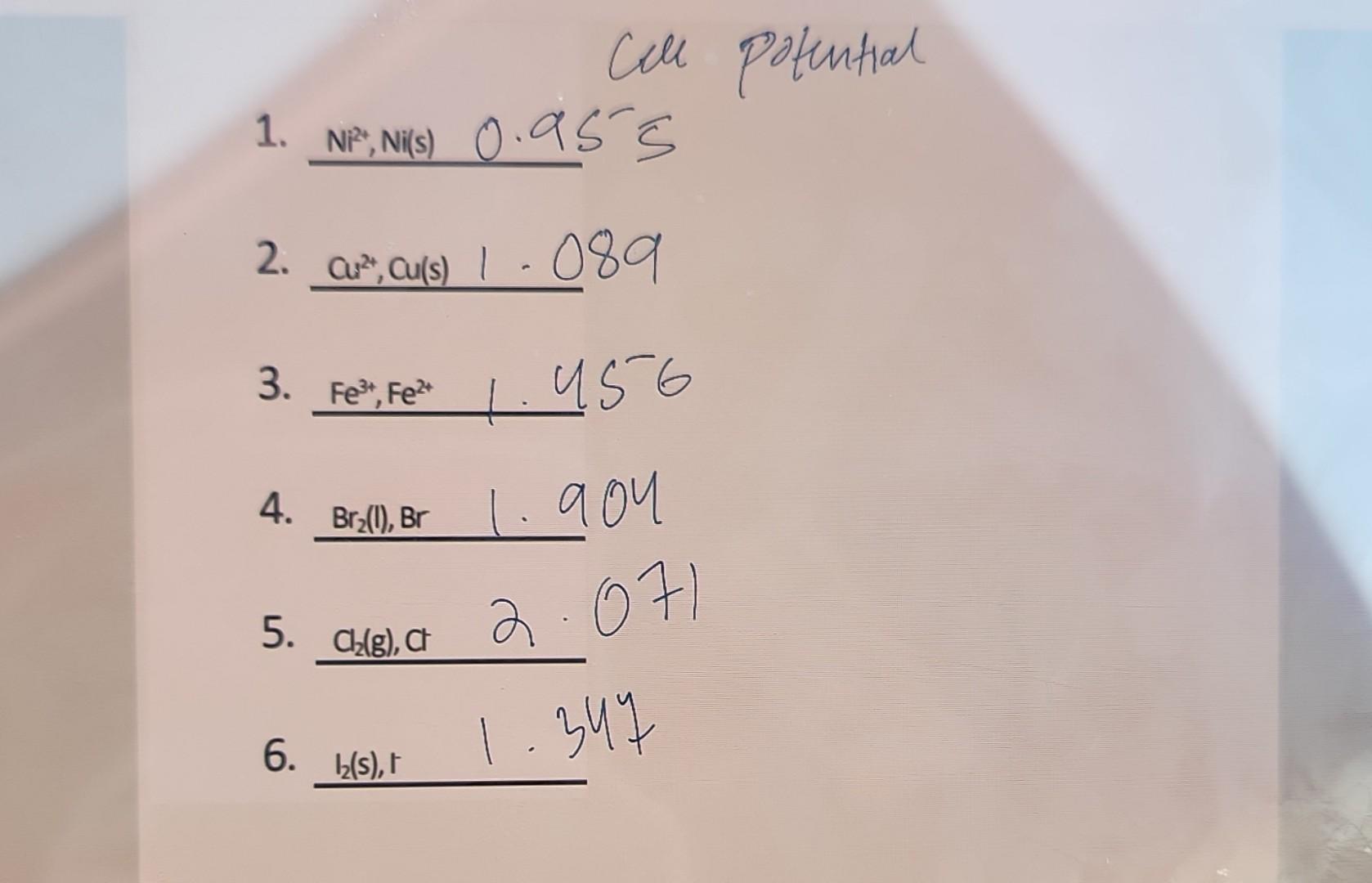 2. Compare the Ered values you calculated to the | Chegg.com