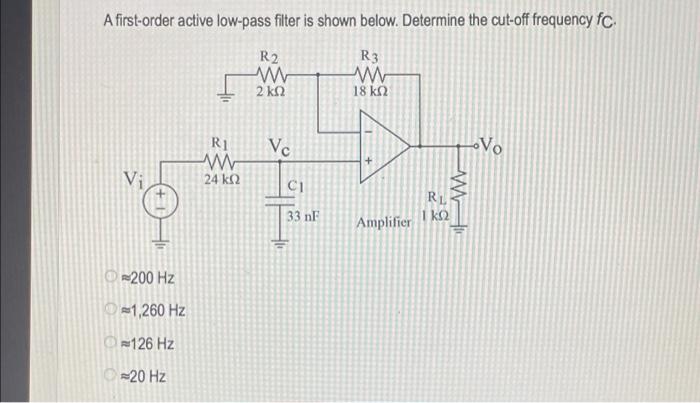 Solved A first-order active low-pass filter is shown below. | Chegg.com