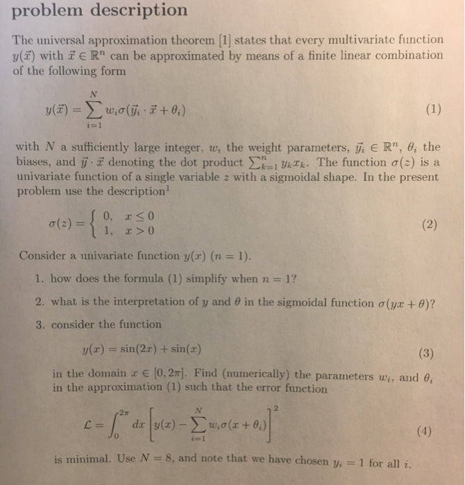Problem Description The Universal Approximation