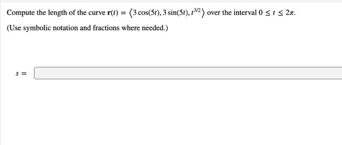 Solved Compute the length of the curve | Chegg.com