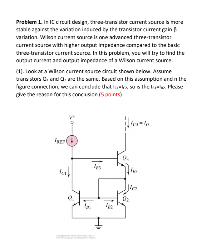 Problem 1. In IC circuit design, three-transistor | Chegg.com
