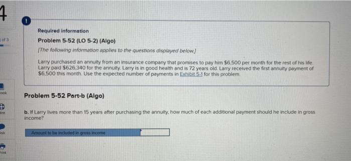 Solved Required information Problem 5-52 (LO 5-2) (Algo) | Chegg.com Solved Required information Problem 5-52 (LO 5-2) (Algo) | Chegg.com