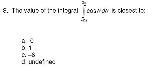 Solved The value of the integral cos theta d theta is | Chegg.com