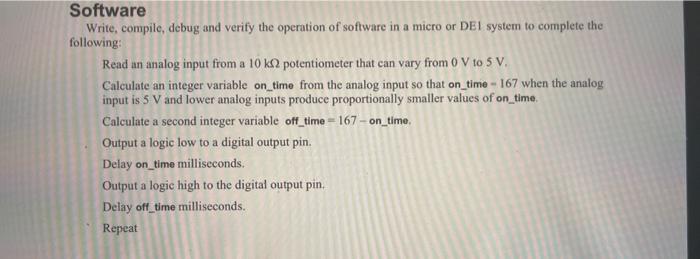 Solved Software Write, compile, debug and verify the | Chegg.com