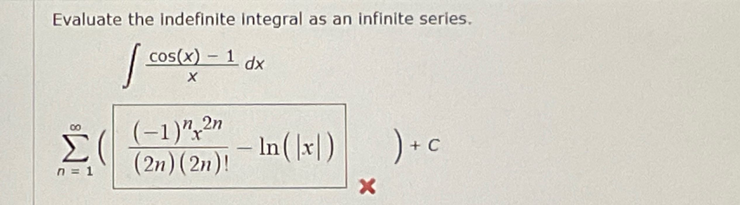 Evaluate the indefinite integral as an infinite | Chegg.com