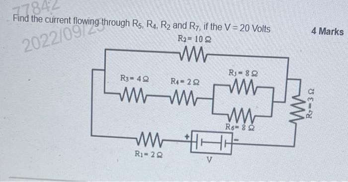 Solved Find the cuirent flowing through R5,R4,R2 and R7, if | Chegg.com