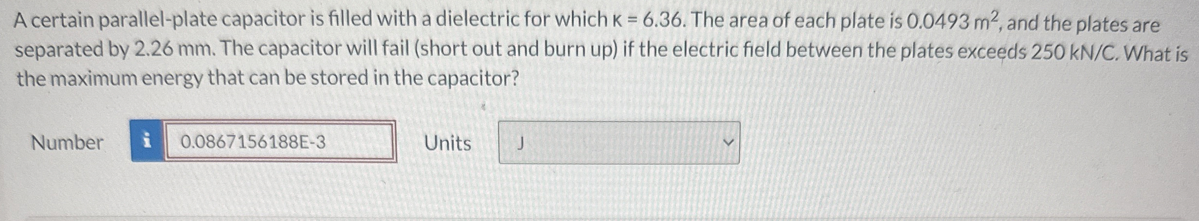 Solved A certain parallel-plate capacitor is filled with a | Chegg.com