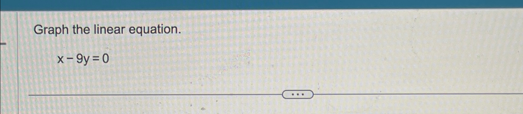Solved Graph the linear equation.x-9y=0 | Chegg.com