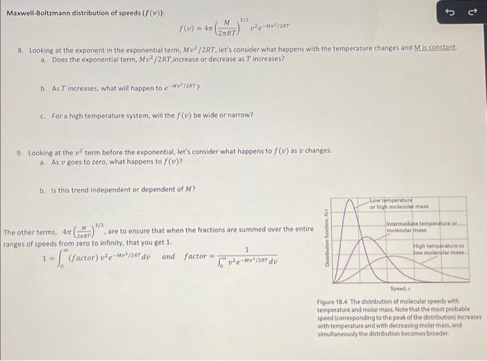 Solved Maxwell-Boltzmann distribution of speeds (f(v)) : | Chegg.com