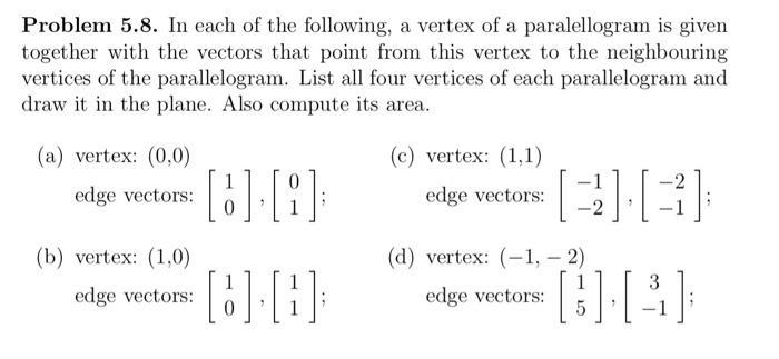 Solved Problem 5.8. In each of the following, a vertex of a | Chegg.com