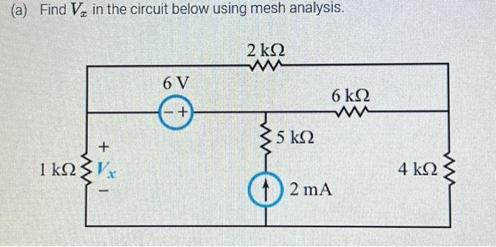 Solved (a) Apply mesh analysis to determine Ix in the | Chegg.com