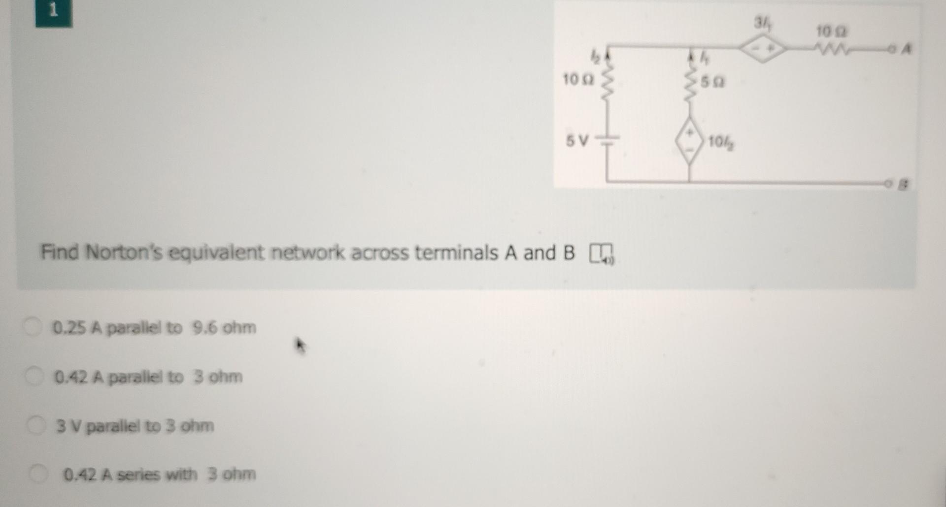 Solved 1 1002 5 V Find Norton's equivalent network across | Chegg.com