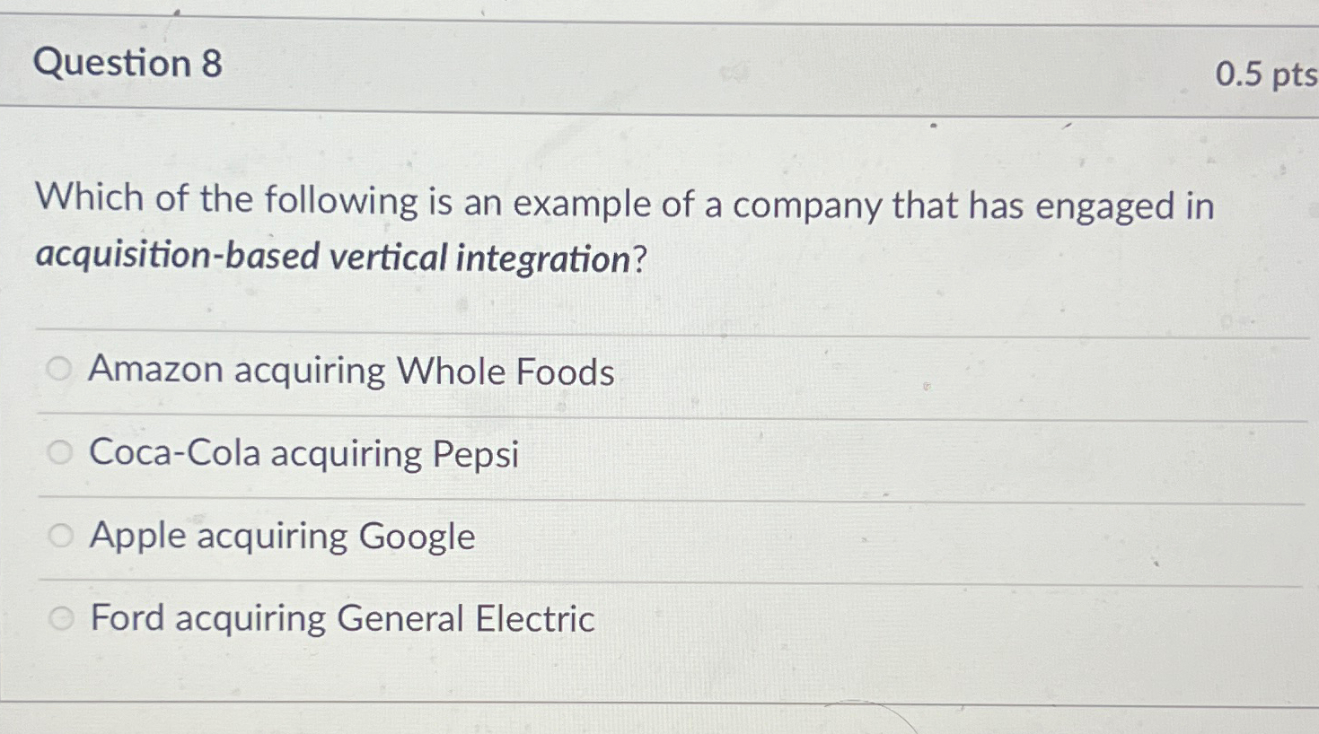 Solved Question 80.5ptsWhich of the following is an example | Chegg.com