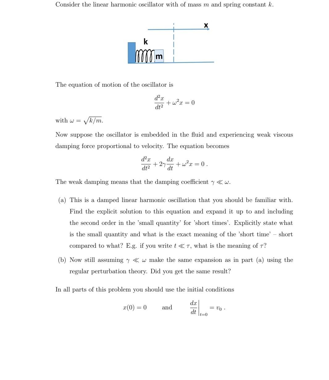 Solved Consider the linear harmonic oscillator with of mass | Chegg.com