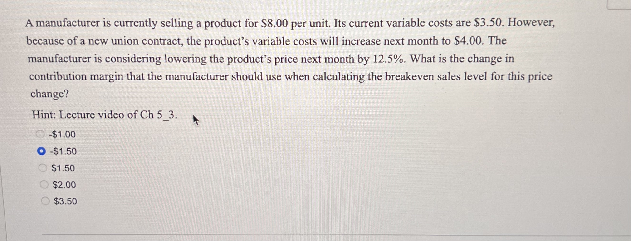 Solved A manufacturer is currently selling a product for | Chegg.com